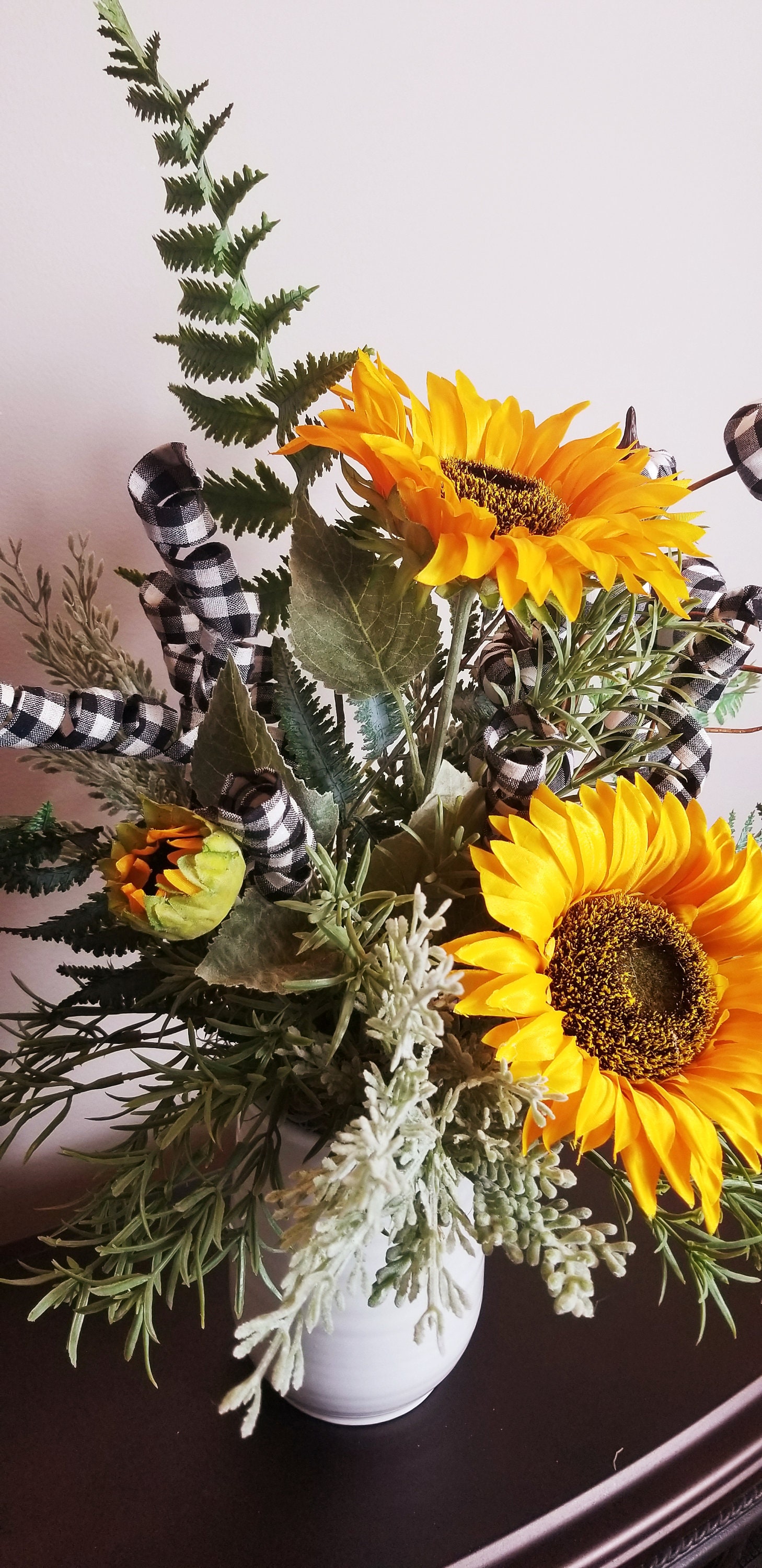 Buffalo Checked Sunflower Arrangement Gold Sunflower Fall - Etsy