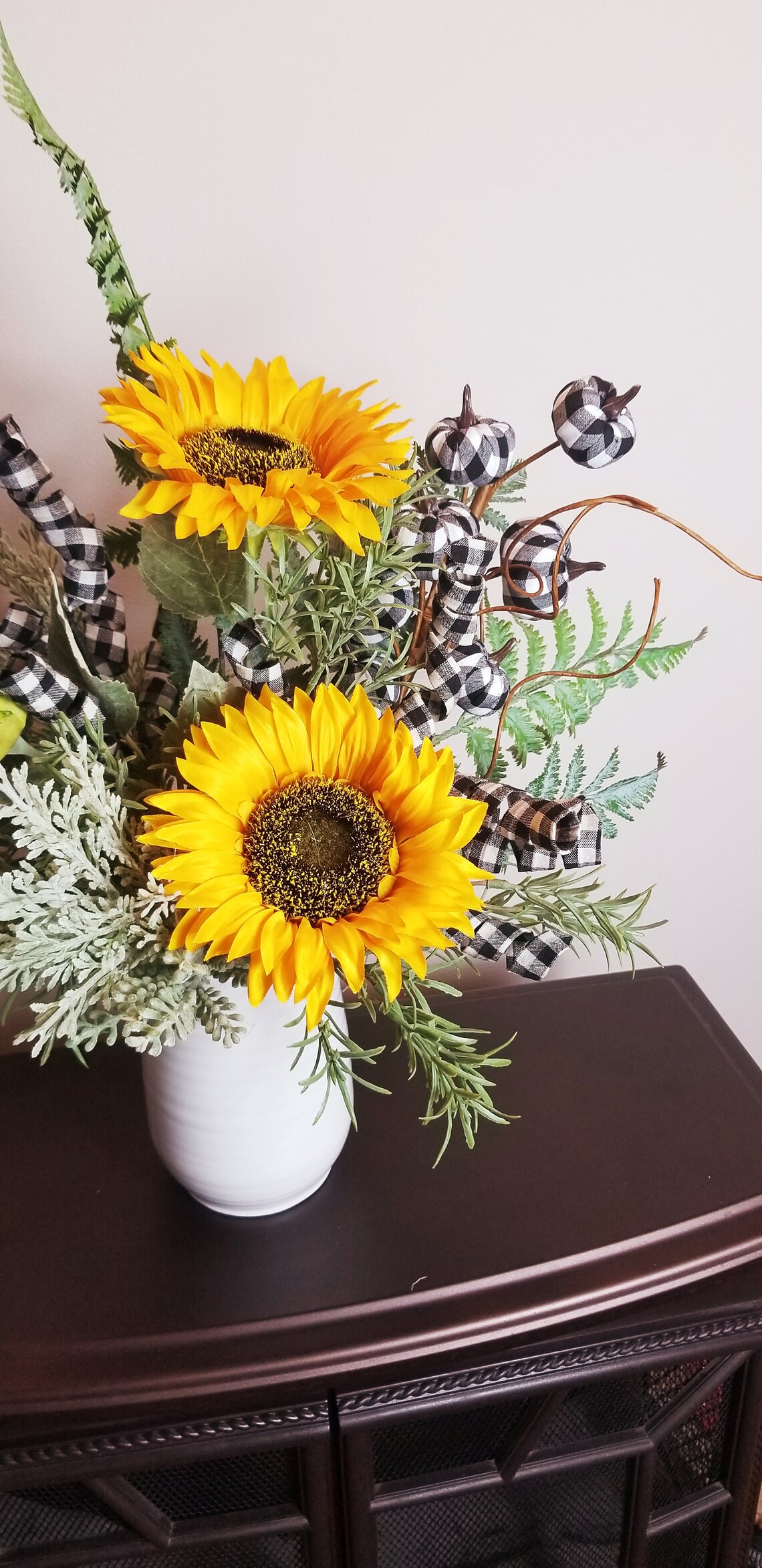 Buffalo Checked Sunflower Arrangement Gold Sunflower Fall - Etsy