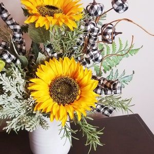 Buffalo Checked Sunflower Arrangement Gold Sunflower Fall Arrangement ...