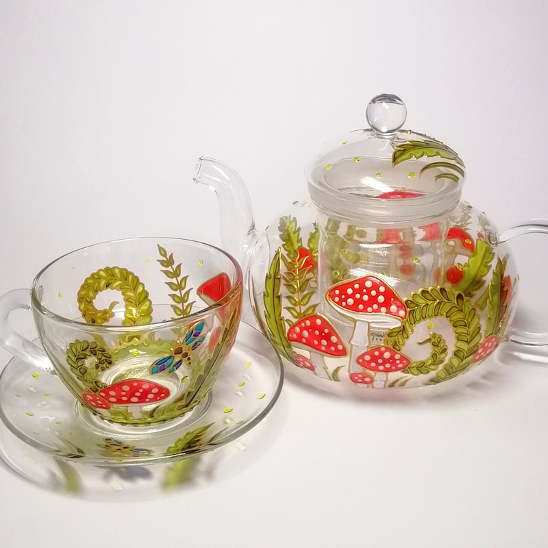 Hand Painted Tea Set - Etsy
