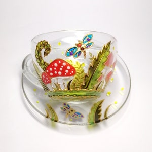 Mushroom Tea Cup Hand Painted Toadstool Tea Cup and Saucer Personalised ...