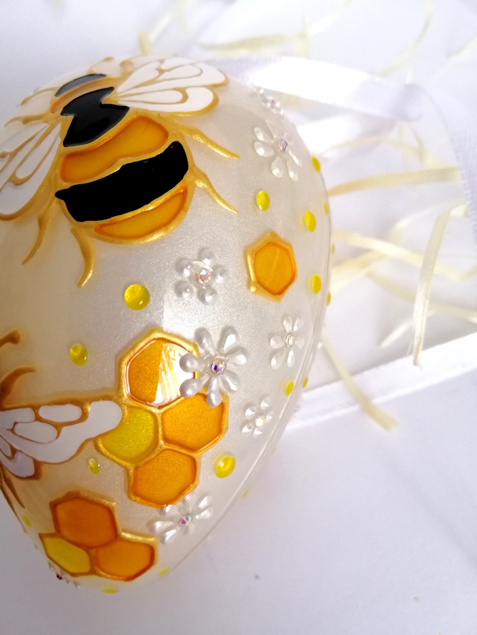 Bee Easter Egg for Basket Easter Egg With Flowers Easter Gift - Etsy