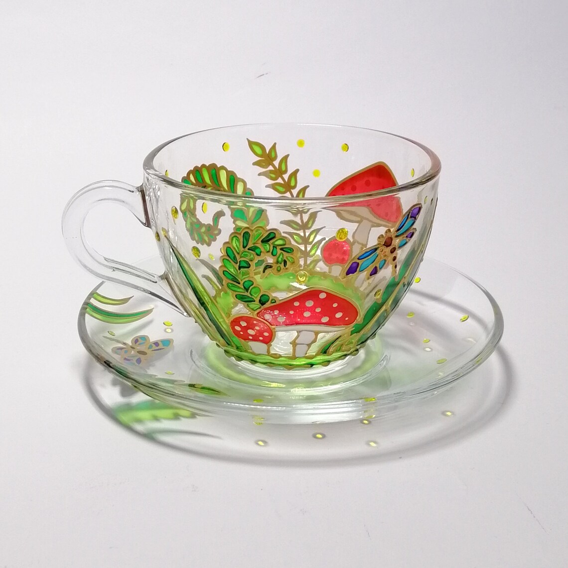 Mushroom tea cup hand painted Toadstool tea cup and saucer | Etsy