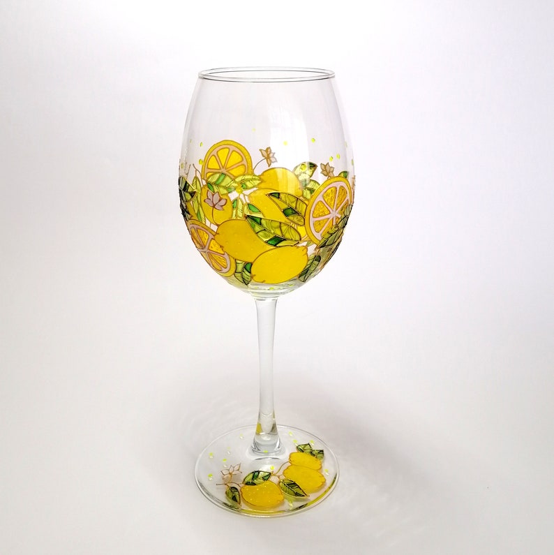 Lemon Wine Glass Hand Painted Personalised Gift for Wine Lover - Etsy