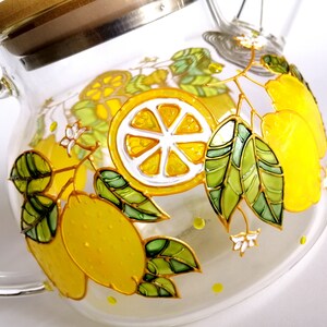 Lemon Glass Teapot Hand Painted Personalised Tea Pot With Infuser ...