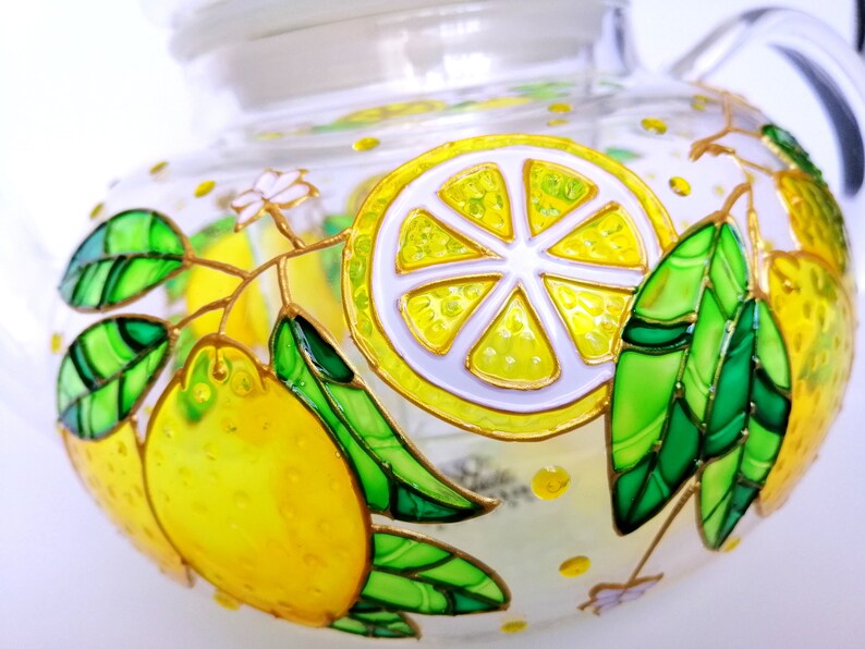 Lemon glass teapot Hand painted Personalised tea pot with | Etsy