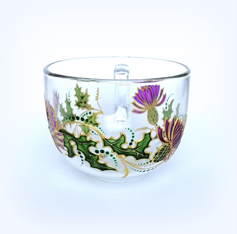 Scottish Thistle Coffee Mug Hand Painted Anniversary Gift for Husband ...
