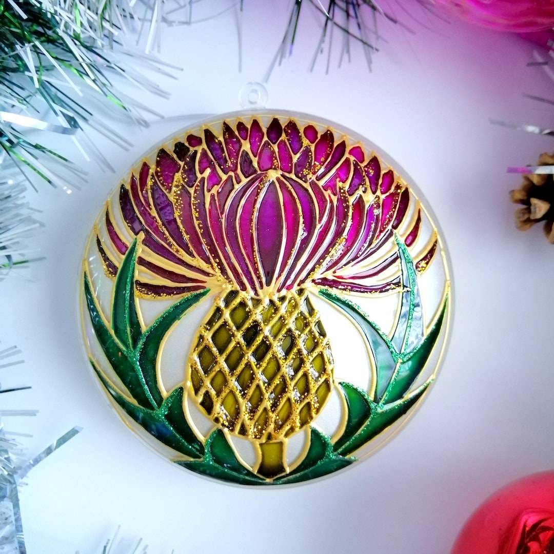 Scottish Thistle Christmas Ornament Handmde Hand Painted Ornament Gift ...