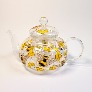 Bee Glass Teapot Personalised Tea Pot With Honeycomb Wedding Gift for ...