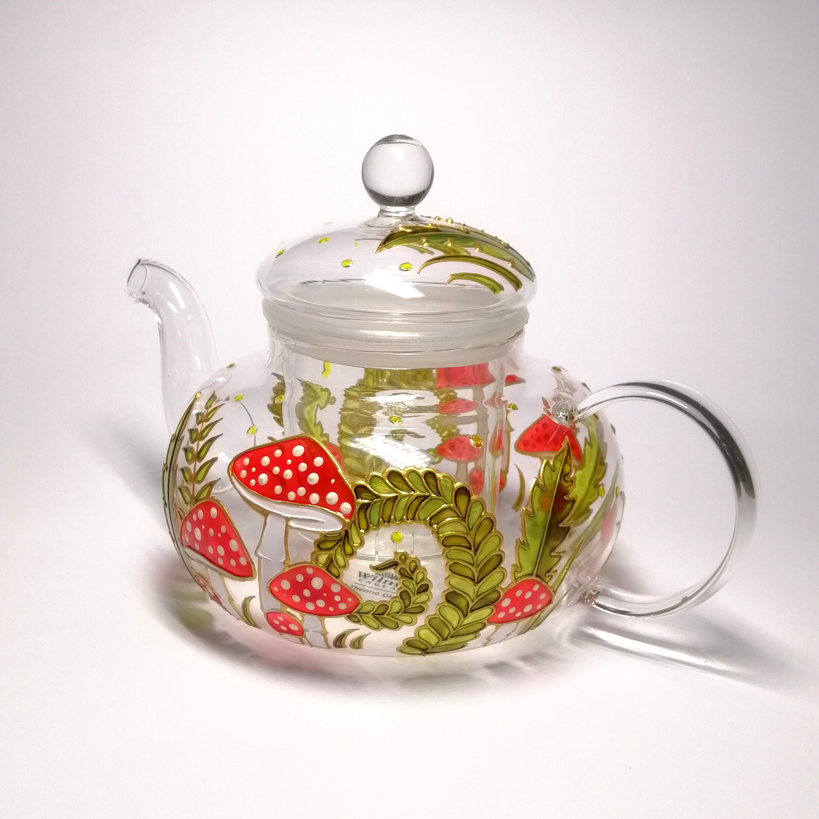 Hand Painted Mushroom Tea Set: Personalized Glass Teapot - Etsy