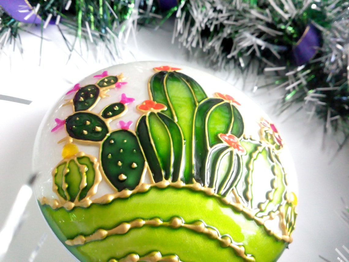 Cactus Christmas ornament handmade Hand painted Christmas gift | Etsy