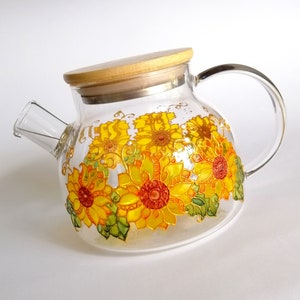 Sunflower Teapot Personalised Hand Painted Tea Kettle With Sunflowers ...