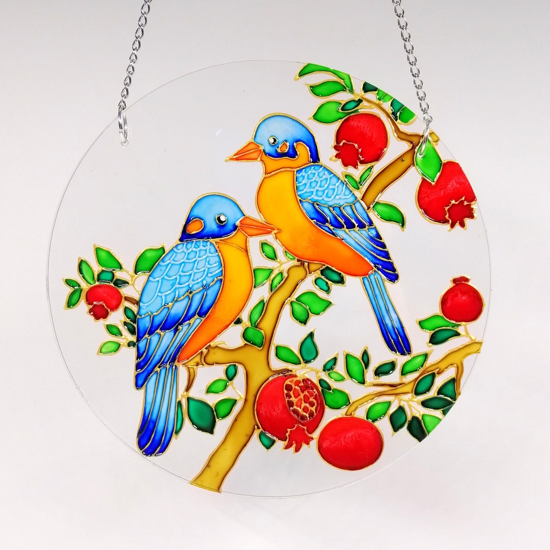 Bluebird Suncatcher for Window Bird and Pomegranate Suncatcher for New ...
