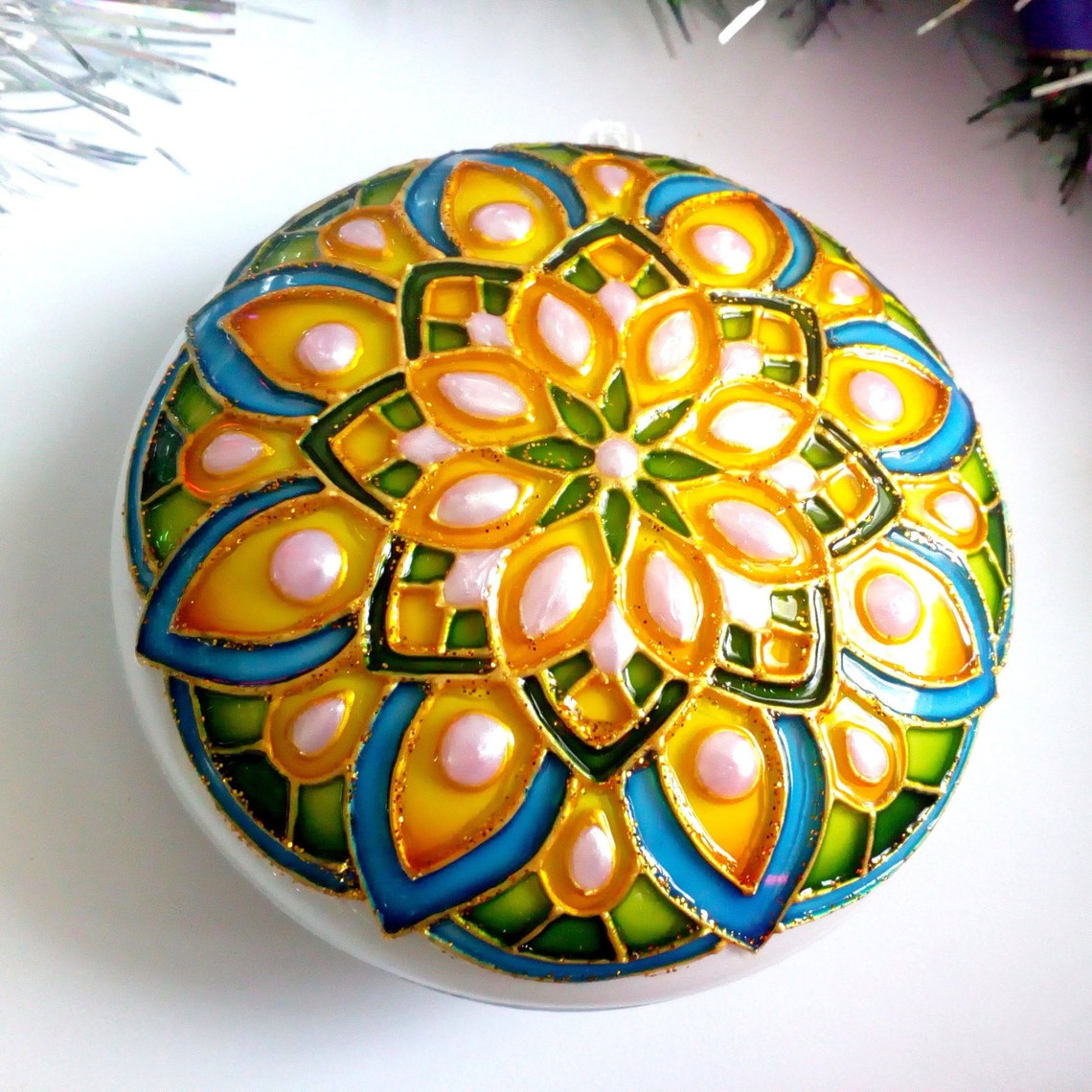 Mandala Christmas Ornament Handmade Hand Painted Christmas - Etsy