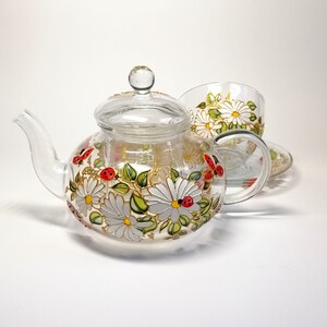 Daisy Tea Set With Ladybug Hand Painted Flower Tea Set for Wedding Gift ...