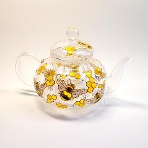 Bee Glass Teapot Personalised Tea Pot With Honeycomb Wedding Gift for ...