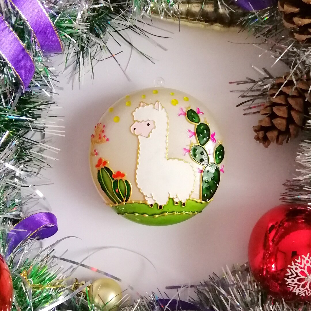 Llama Christmas Ornament With Cactus Personalised Llama Ornament ...