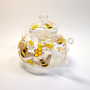 Bee Glass Teapot Personalised Tea Pot With Honeycomb Wedding Gift for ...