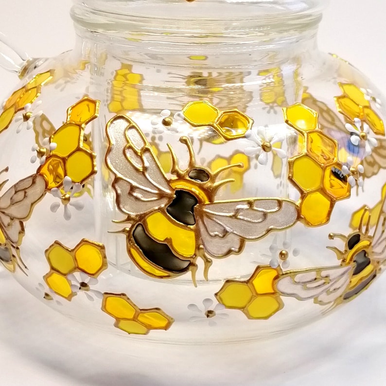 Bee Glass Teapot Personalised Tea Pot With Honeycomb Wedding Gift for ...