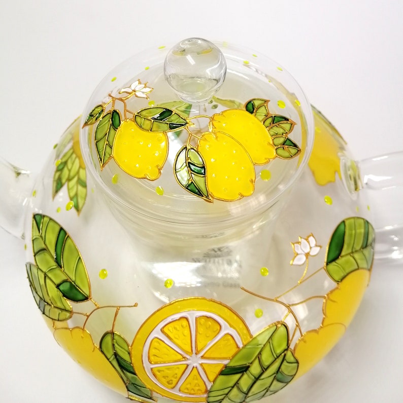 Lemon Glass Teapot Hand Painted Personalised Tea Pot With - Etsy