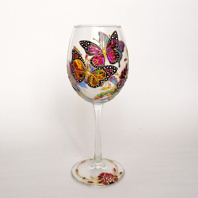 Personalised Wine Glass Monarch Butterfly Hand Painted Wine - Etsy