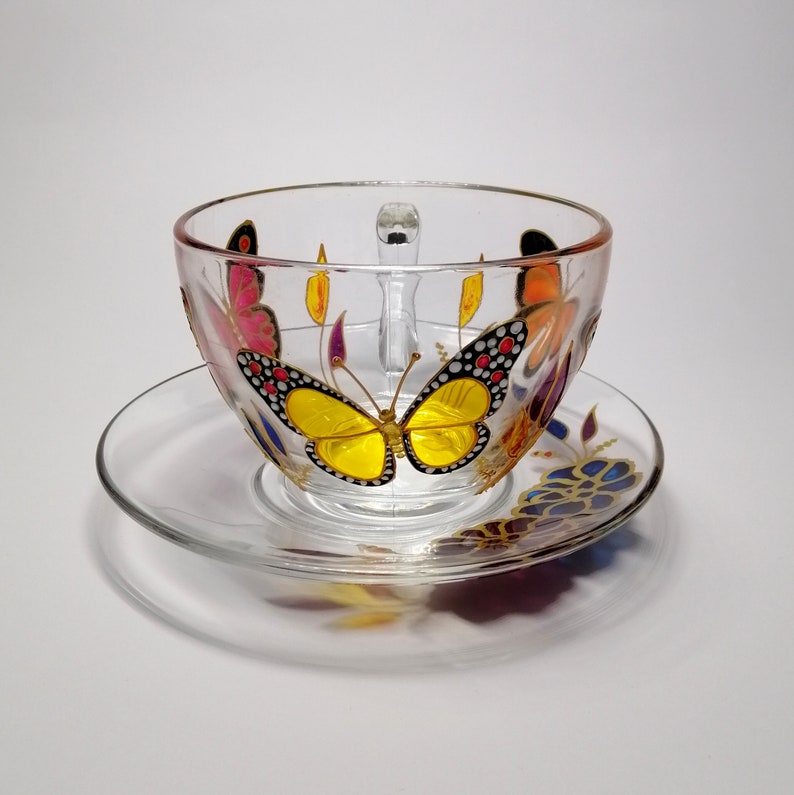 Butterfly Monarch Tea Cup and Saucer Personalised Mother's | Etsy