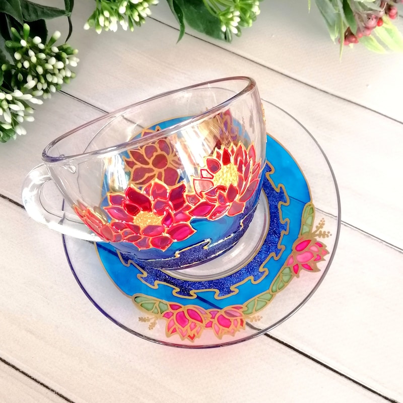 Tea Cup With Flowers - Etsy