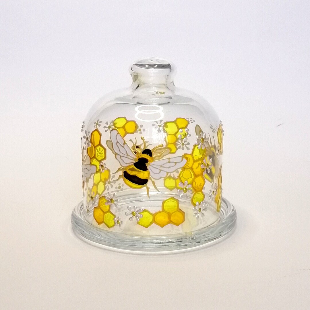 Bee and Honeycomb Glass Lemon Holder Hand Painted Personalised Gift for ...