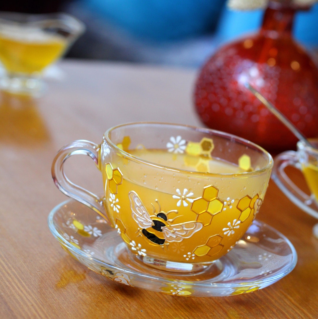 Personalised Bee Tea Cup and Saucer Hand Painted Tea Set for Bridal ...