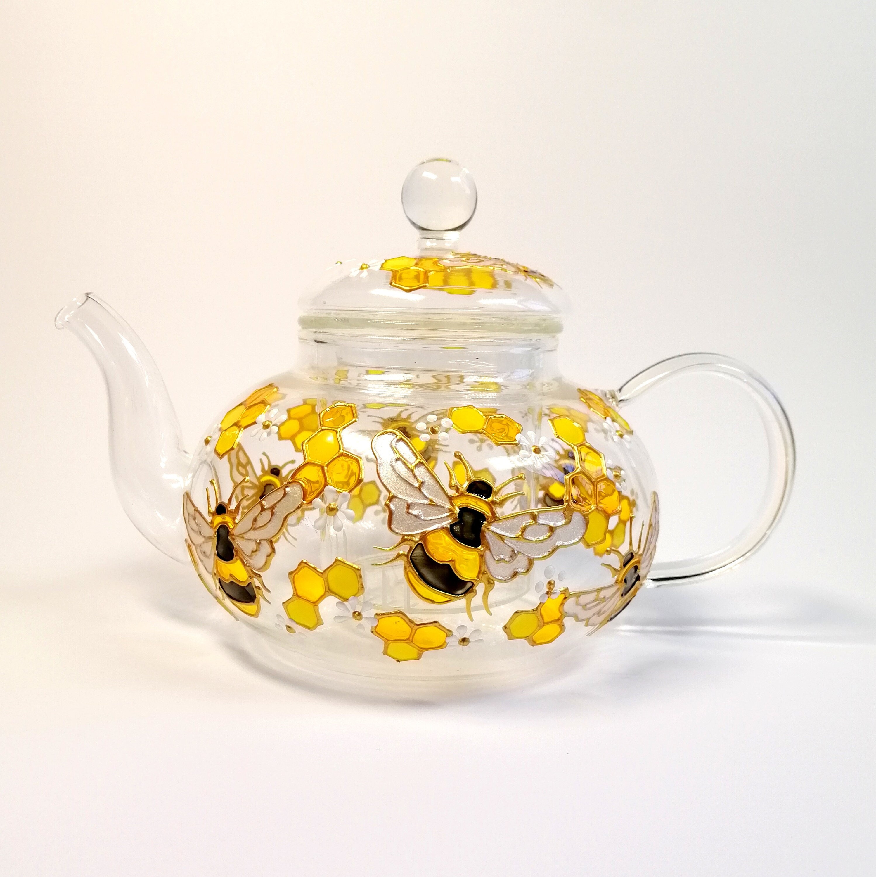 Bee Glass Teapot Personalised Tea Pot With Honeycomb Wedding Gift for ...