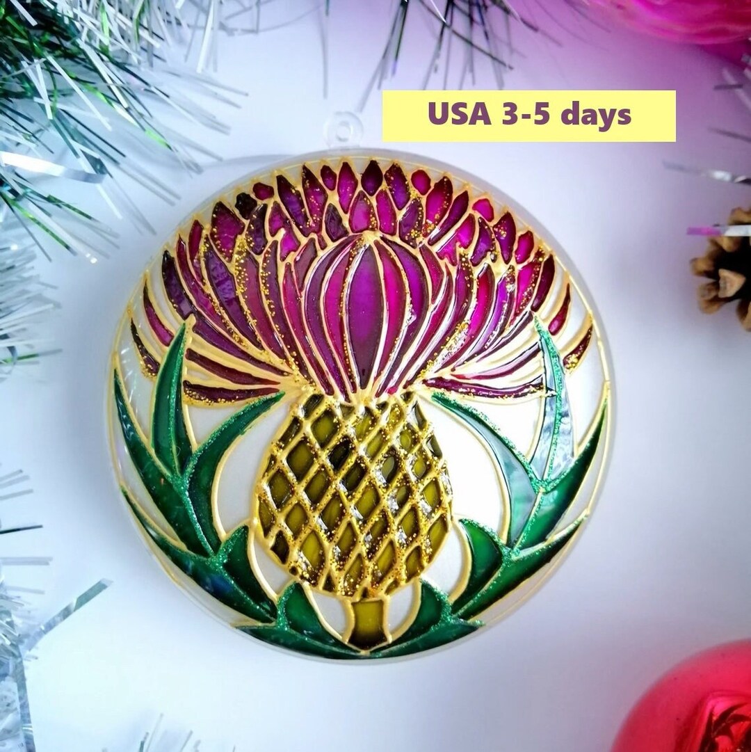 Scottish Thistle Christmas Ornament Handmde Hand Painted Ornament Gift ...