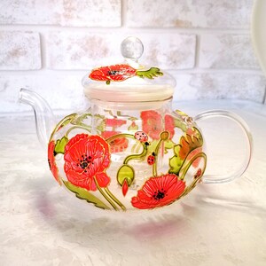 Flower Tea Lover's Gift - Poppy Glass Teapot With Infuser ...