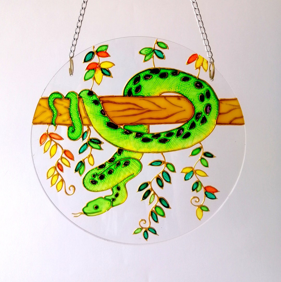 Green Snake Suncatcher for Window Viper Wall Window Hanging Decor ...