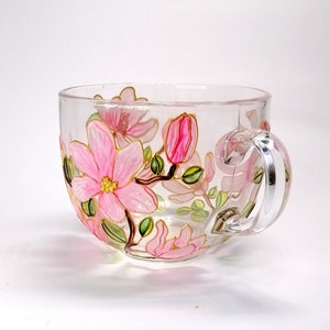 Pink Magnolia Blossom Mug Handmade Floral Gift for Mother's Day Flower ...