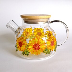 Sunflower Teapot Personalised Hand Painted Tea Kettle With Sunflowers ...