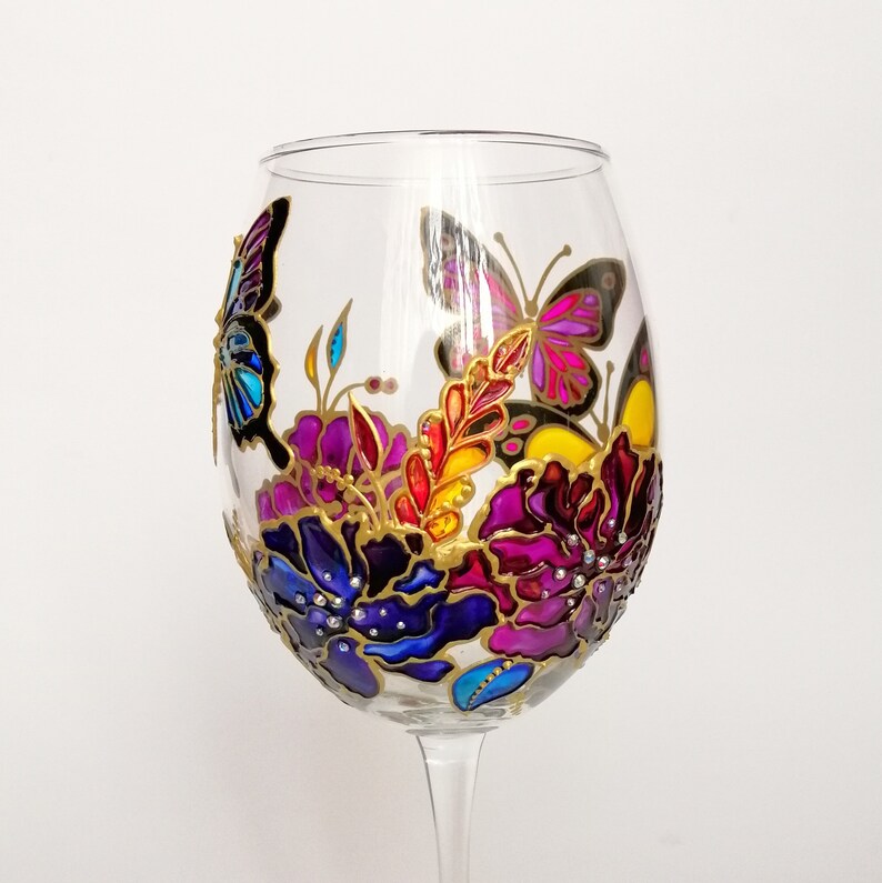 Personalised Wine Glass Monarch Butterfly Hand Painted Wine - Etsy