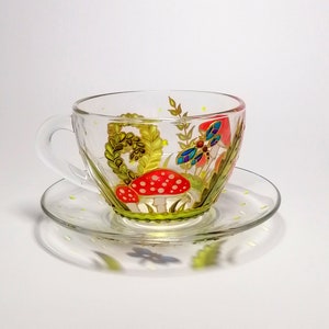 Mushroom Tea Cup Hand Painted Toadstool Tea Cup and Saucer Personalised ...