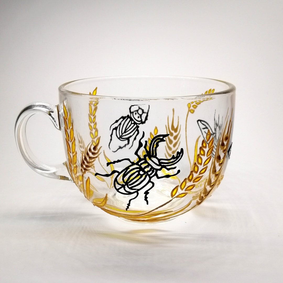 Beetle Coffee Mug Handmade Insect Coffee Mug Hand Painted Wheat ...