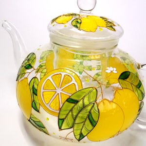 Lemon Glass Teapot Hand Painted Personalised Tea Pot With - Etsy