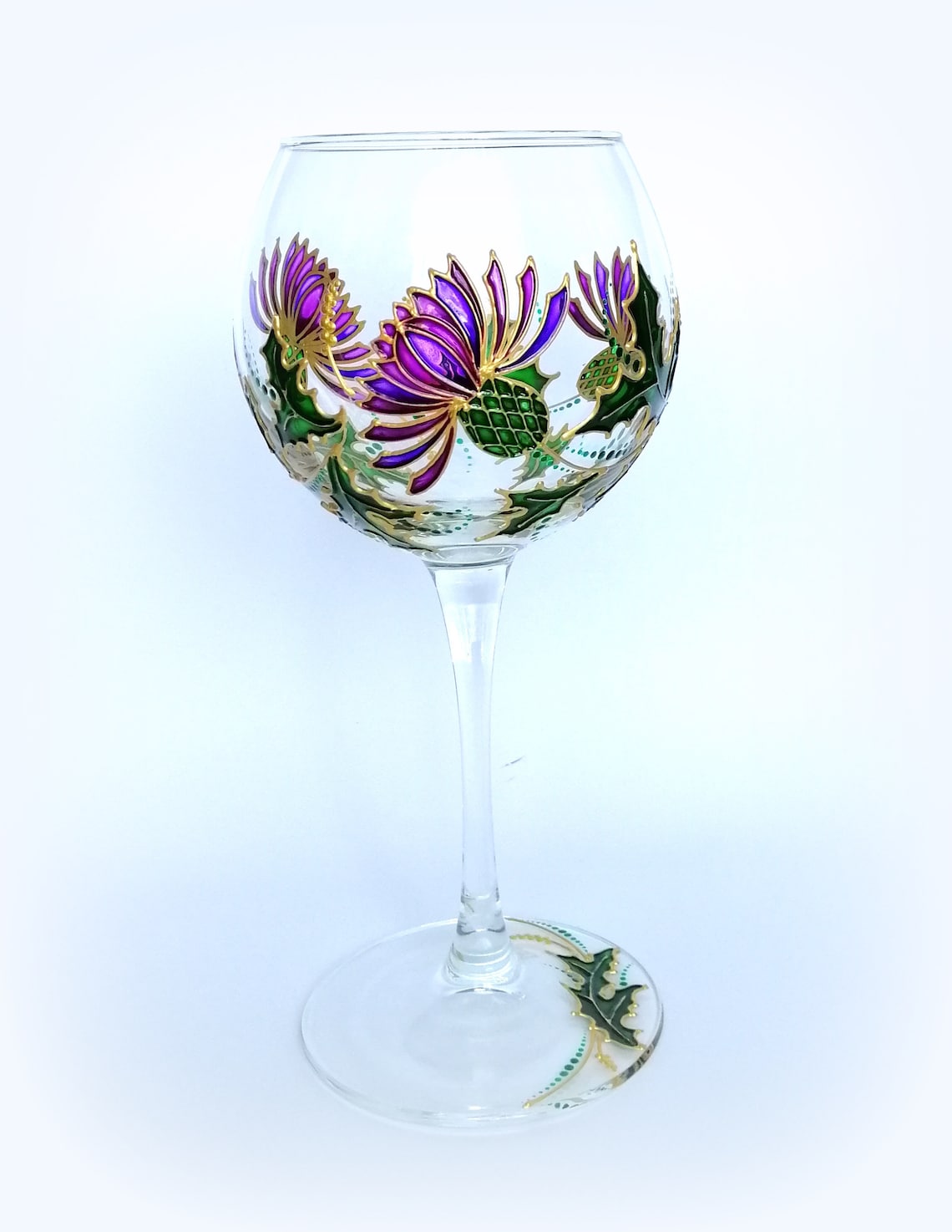 Scottish Thistle Wine Glass Hand Painted Wine Glass - Etsy