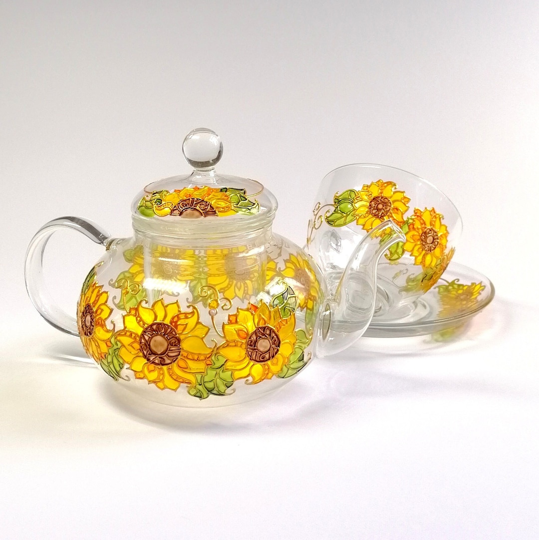 Sunflower Tea Set Hand Painted Personalised Tea Set for - Etsy