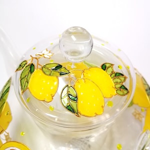 Lemon Glass Teapot Hand Painted Personalised Tea Pot With - Etsy