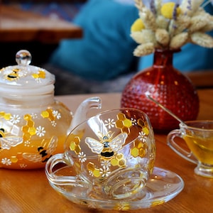 Personalised Bee Tea Cup and Saucer Hand Painted Tea Set for Bridal ...