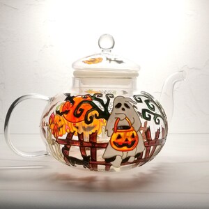 Cute Ghost Glass Teapot Spooky Halloween Teapot With Infuser ...