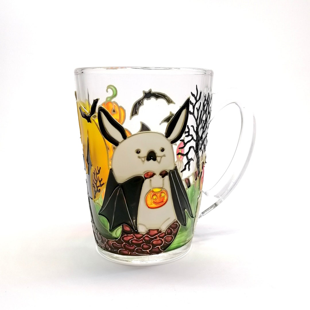 Bat Halloween Mug Handmade Cute Vampire Bat Coffee Mug Pumpkin Mug ...