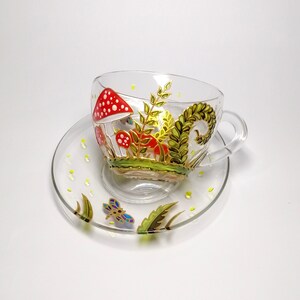 Mushroom Tea Cup Hand Painted Toadstool Tea Cup and Saucer Personalised ...