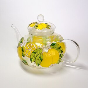 Lemon Glass Teapot Hand Painted Personalised Tea Pot With - Etsy