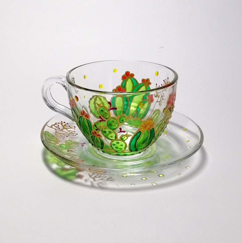 Cactus Tea Cup and Saucer Personalised Hand Painted Tea Cup - Etsy