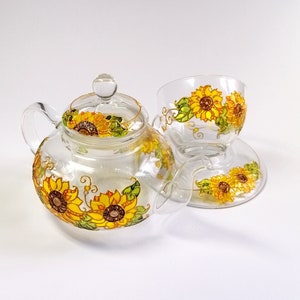 Sunflower Tea Set Hand Painted Personalised Tea Set for Wedding Gift ...