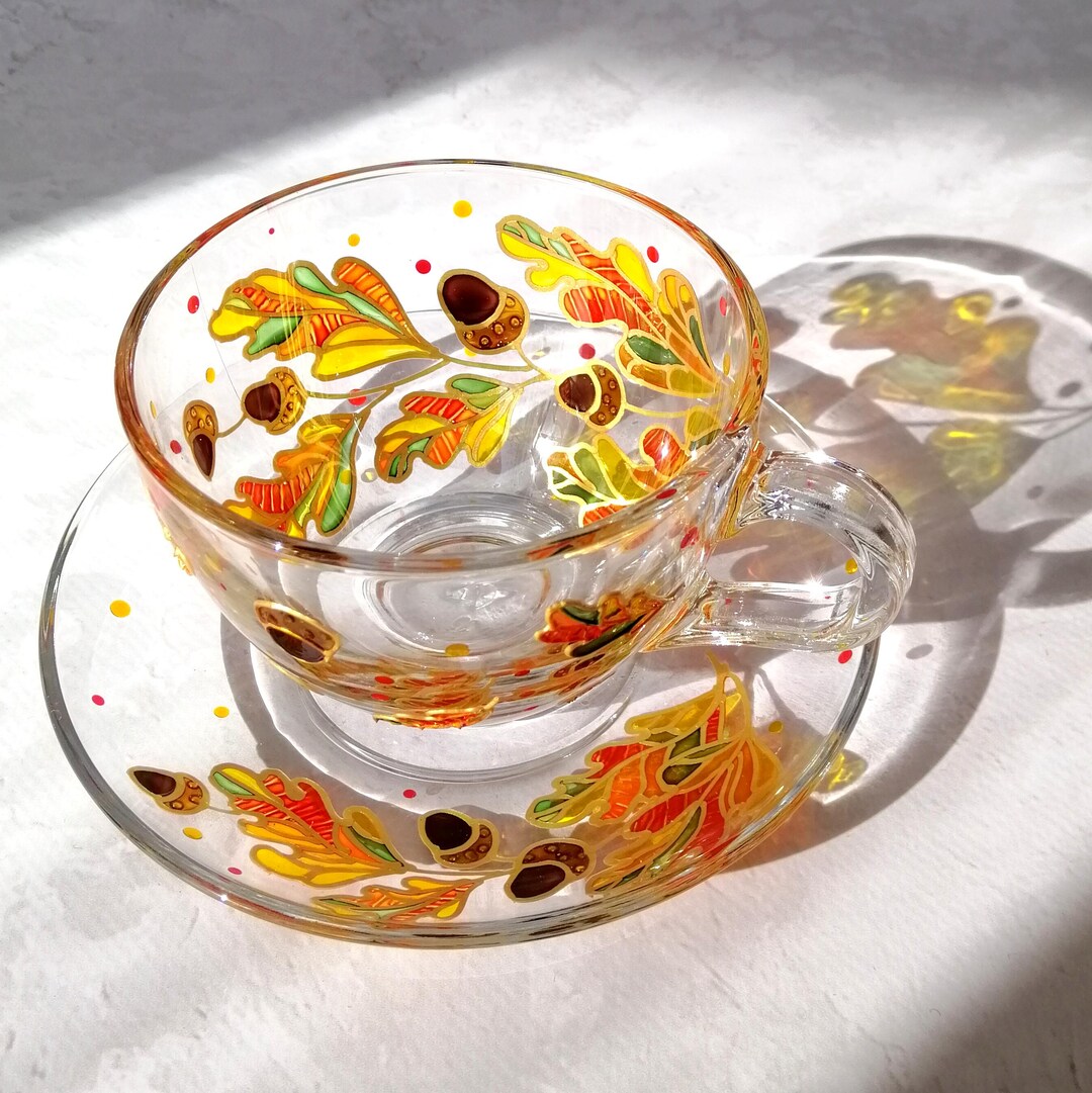 Personalized Autumn Tea Cup and Saucer: Hand-painted Fall Decor - Etsy